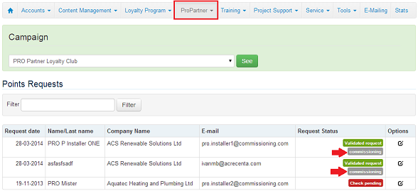 Manage ProPartner Requests